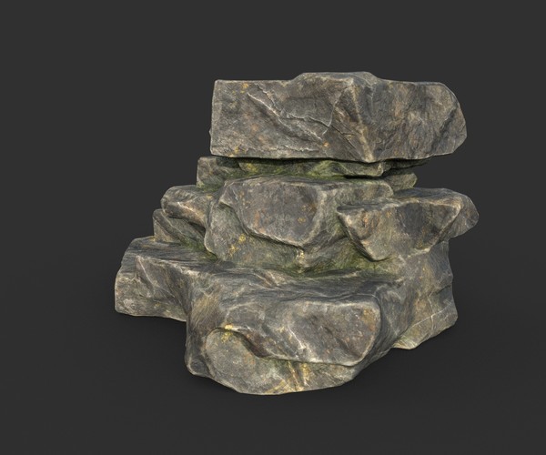 ArtStation - Low poly Big Rock Formation 200928 - Mossy | Game Assets