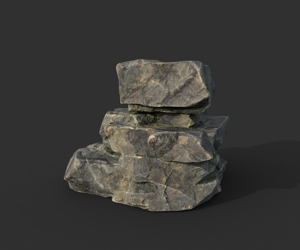 ArtStation - Low poly Big Rock Formation 200928 - Mossy | Game Assets