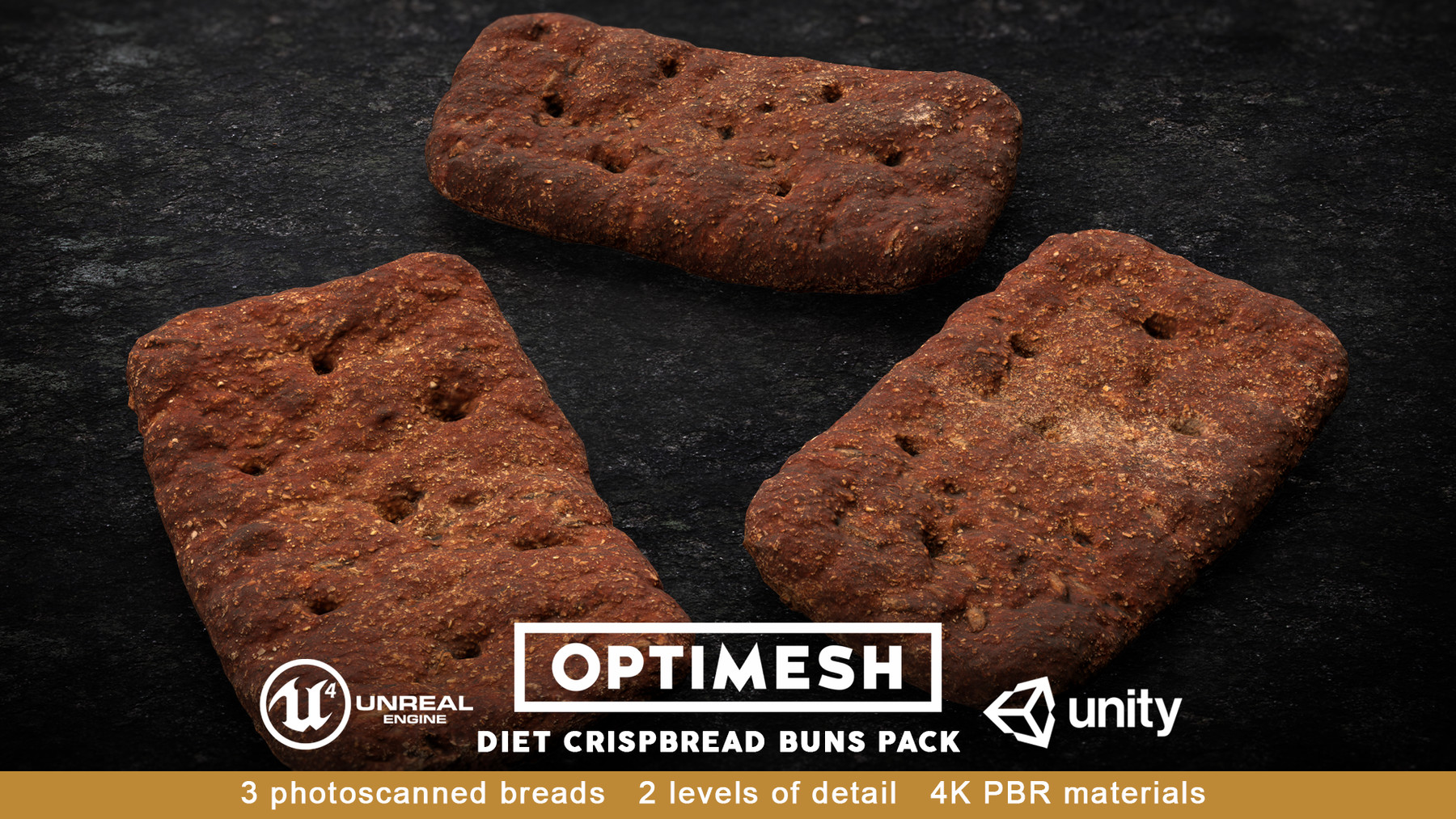 ArtStation - Diet Crispbread Roll Bun 3D PBR Pack Low-poly 3D model ...