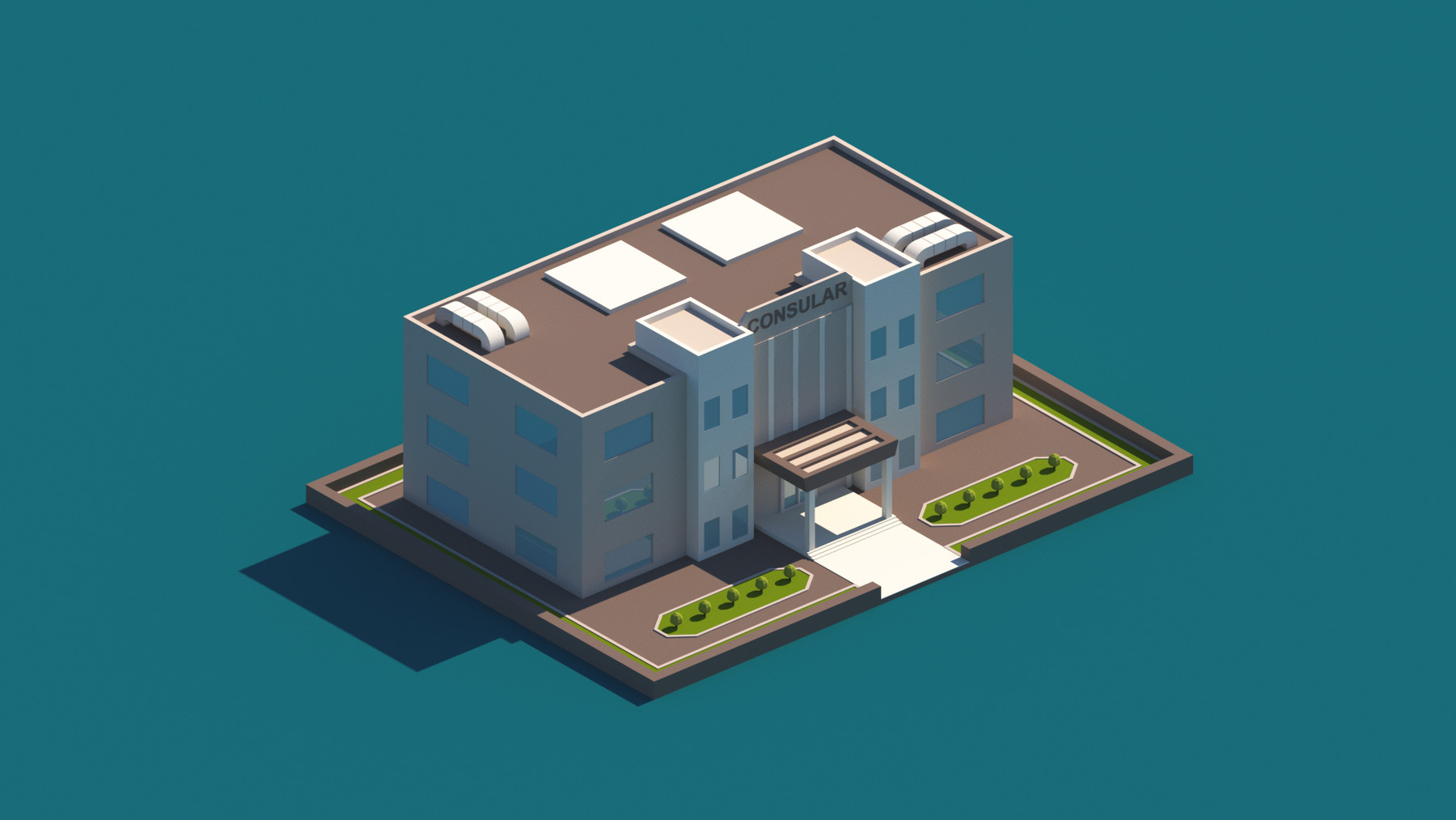 ArtStation - Cartoon Low Poly Administrative Building Package | Game Assets