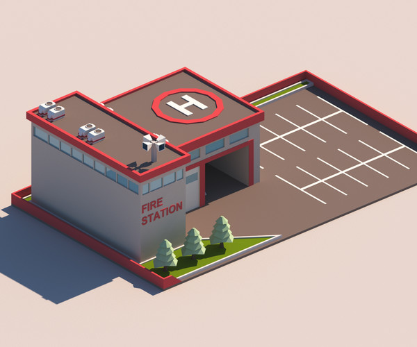 ArtStation - Cartoon Low Poly Administrative Building Package | Game Assets