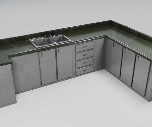 ArtStation - Stained Kitchen Counter Low-poly 3D model | Game Assets