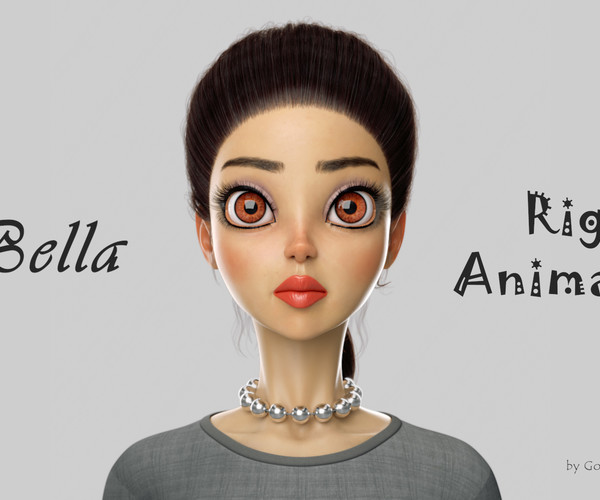 ArtStation - Bella Cartoon Girl 3D Model (RIGGED, ANIMATED) | Game Assets