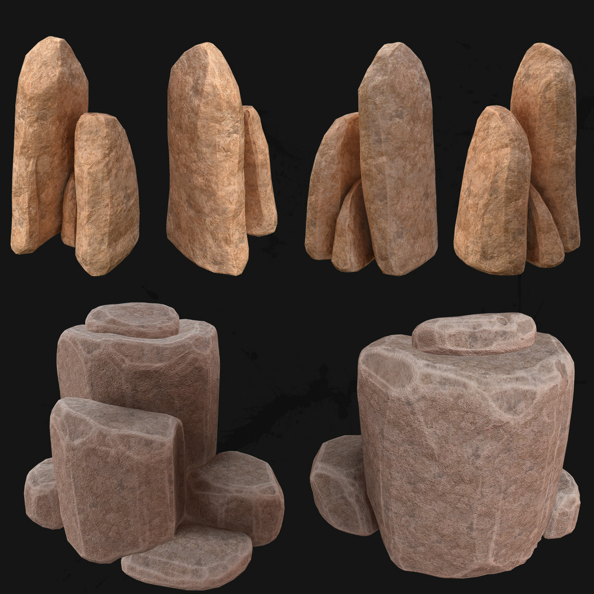 ArtStation - Stylized Stone-Rock Asset Low-poly 3D model - PACK-01 ...