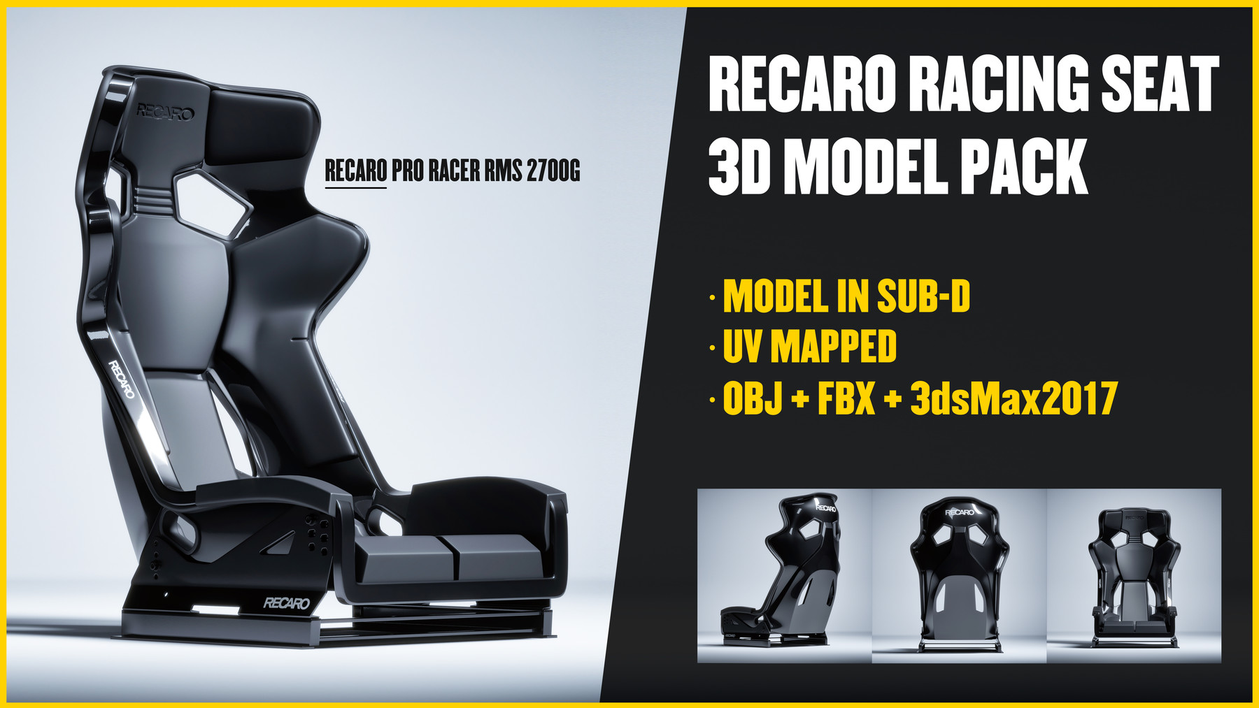 FLAT HAT 3D Studio - RECARO - PRO RACER RMS 2700G - 3D Model Pack