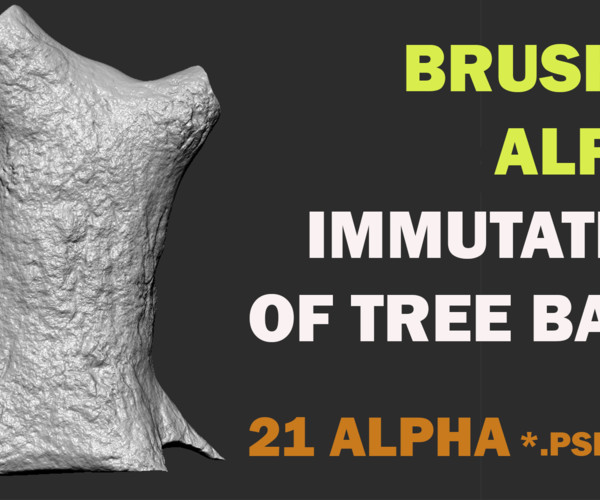 ArtStation - 21 ALPHA BRUSH FOR ZBRUSH - TREE BARK IMMUTATION | Brushes