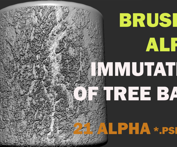 ArtStation - 21 ALPHA BRUSH FOR ZBRUSH - TREE BARK IMMUTATION | Brushes