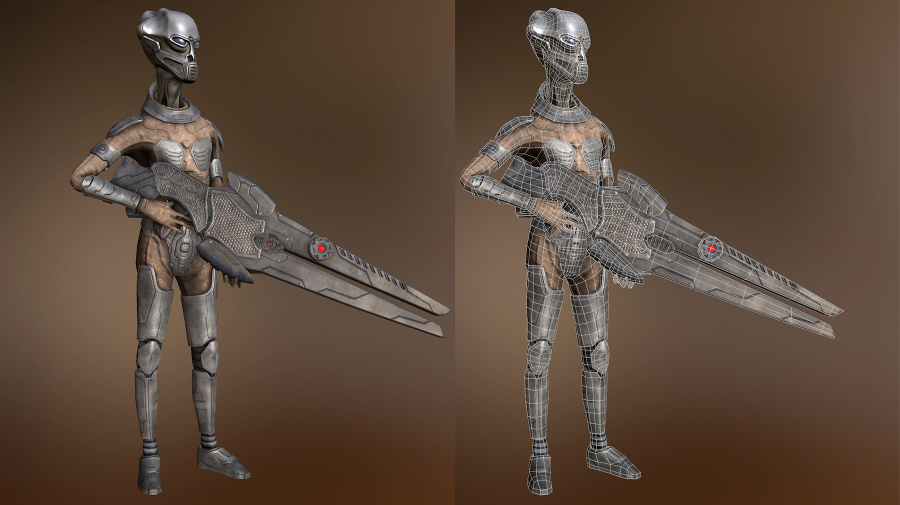 ArtStation - Customizable Alien Soldier (Low poly-Animated-Pbr) | Game ...