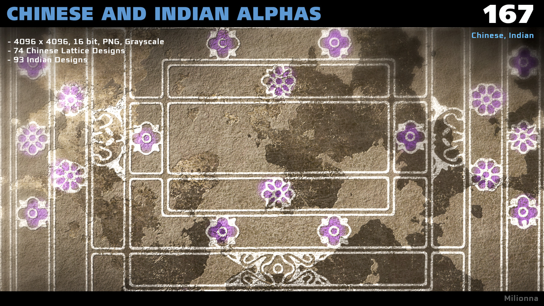 ArtStation - 160+ Chinese and Indian ALPHAS (Substance, PNG) | Brushes