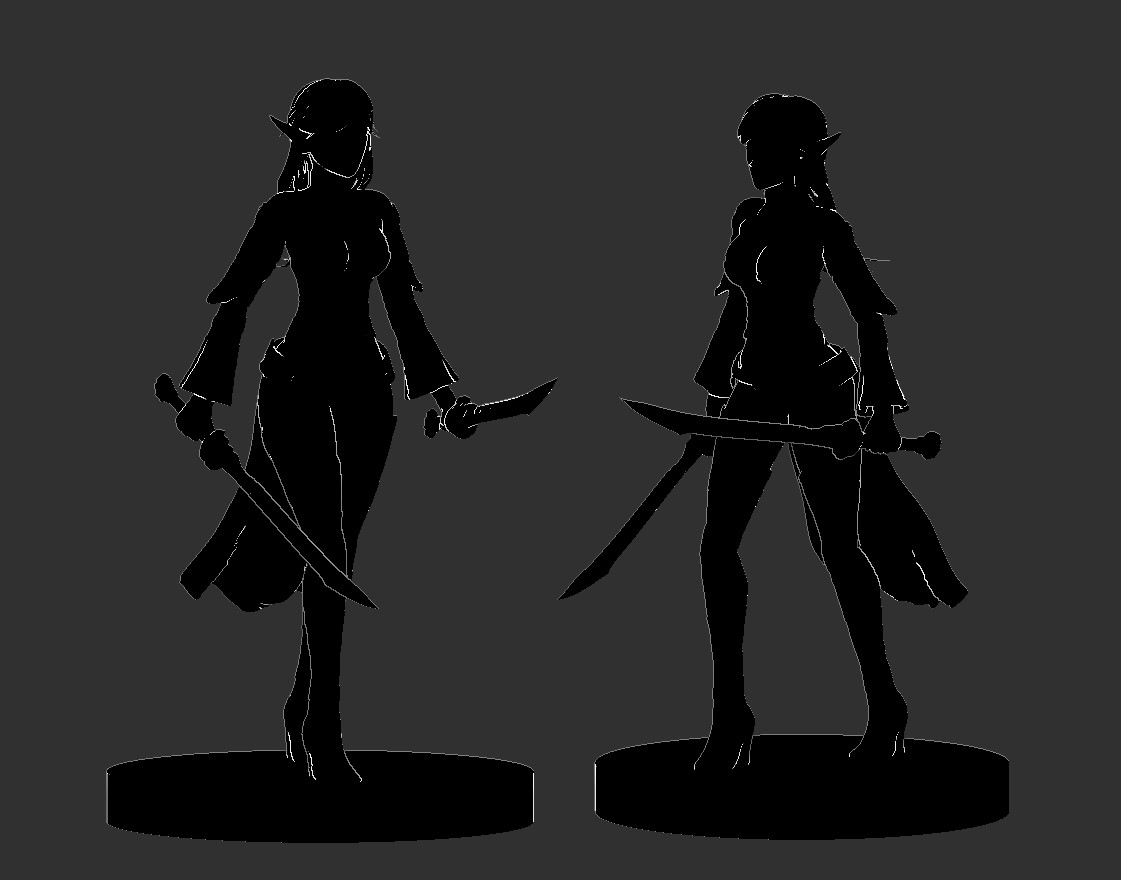 ArtStation - Dark Female Elf Bladedancer 3D print Ready | Resources