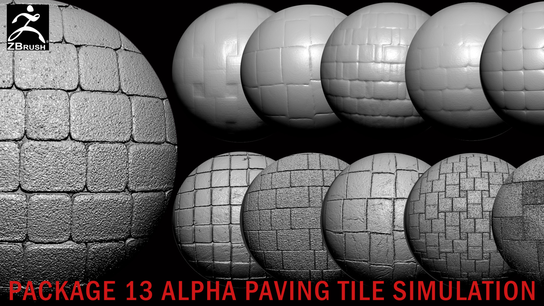 ArtStation - PACKAGE 13 ALPHA PAVING TILE SIMULATION | Brushes