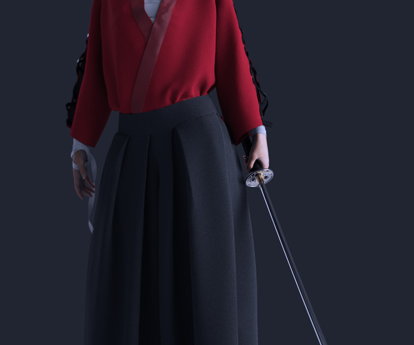 ArtStation - Samurai garb consisting of Uwagi top, Hakama pants and arm ...