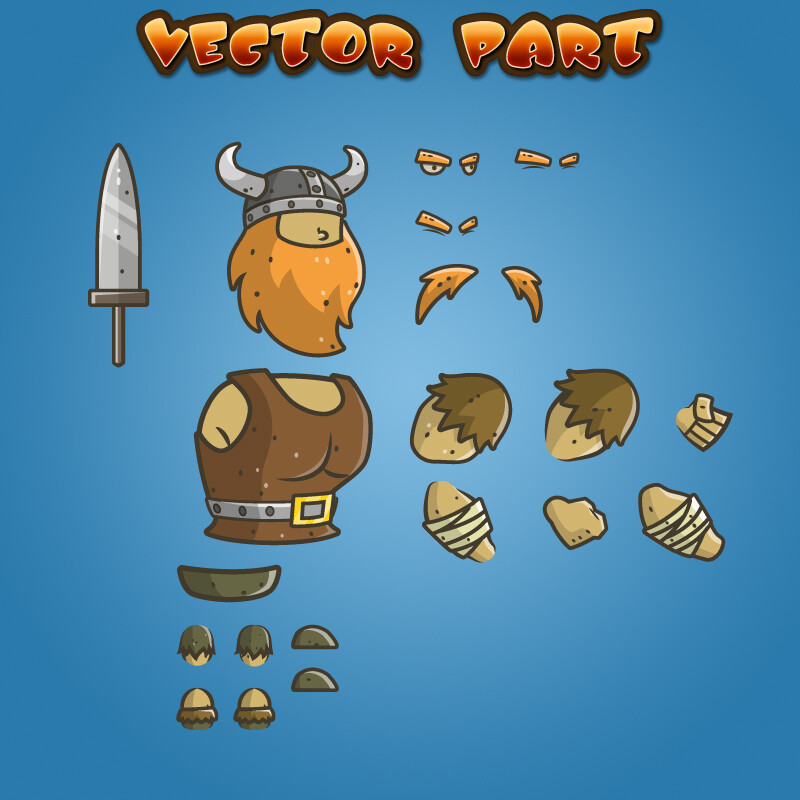 TokeGameArt - Chibi Muscular Viking 2D Character Sprite