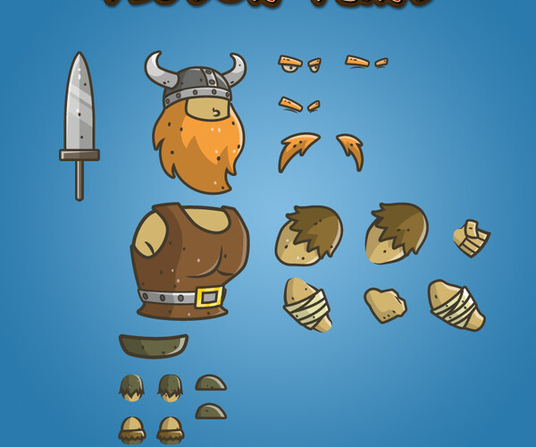 ArtStation - Chibi Muscular Viking 2D Character Sprite | Game Assets