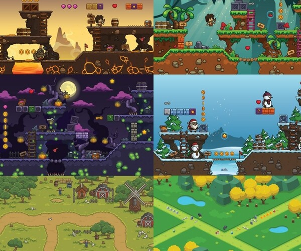 ArtStation - 2D Game Art Bundle - Character Sprite, Tileset, GUI | Game ...