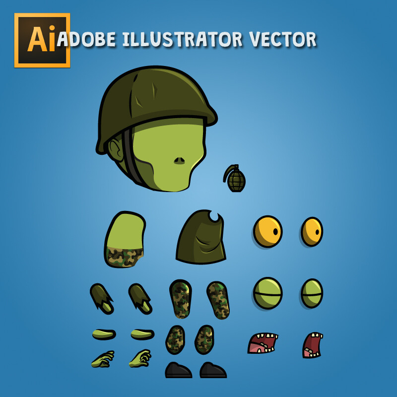 ArtStation - G.I. Joe Zombie 2D Character Sprite | Game Assets