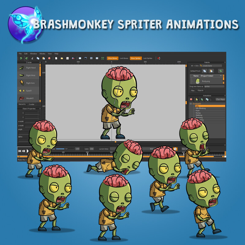 ArtStation - Exposed Brain Zombie 2D Character Sprite | Game Assets