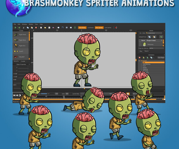 ArtStation - Exposed Brain Zombie 2D Character Sprite | Game Assets