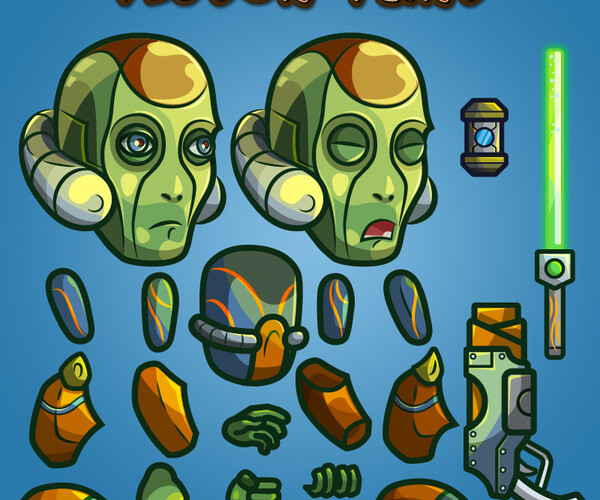 ArtStation - Android Boss 2D Character Sprite | Game Assets