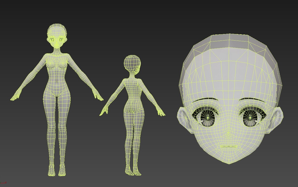 ArtStation - BLI_D Anime body model +Gray Texture MAP +@ Handpainted ...