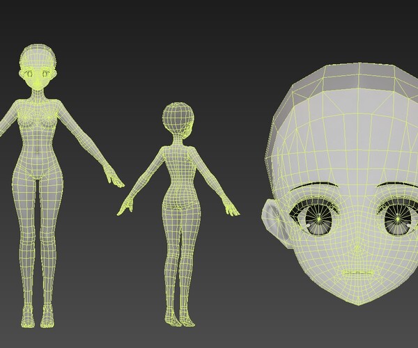 ArtStation - BLI_D Anime body model +Gray Texture MAP +@ Handpainted ...