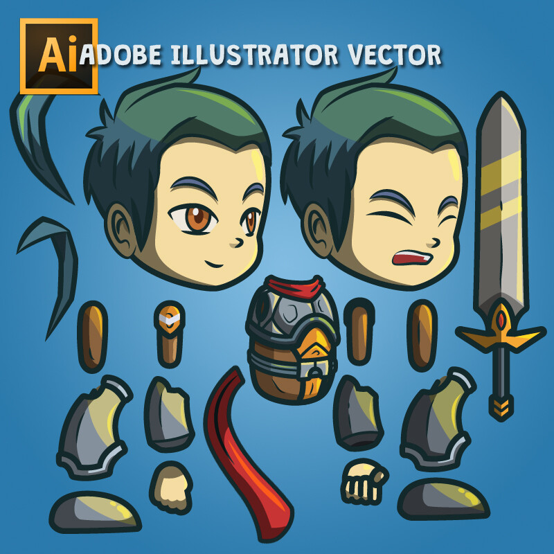 ArtStation - Genki and Dragon Blade 2D Character Sprite | Game Assets