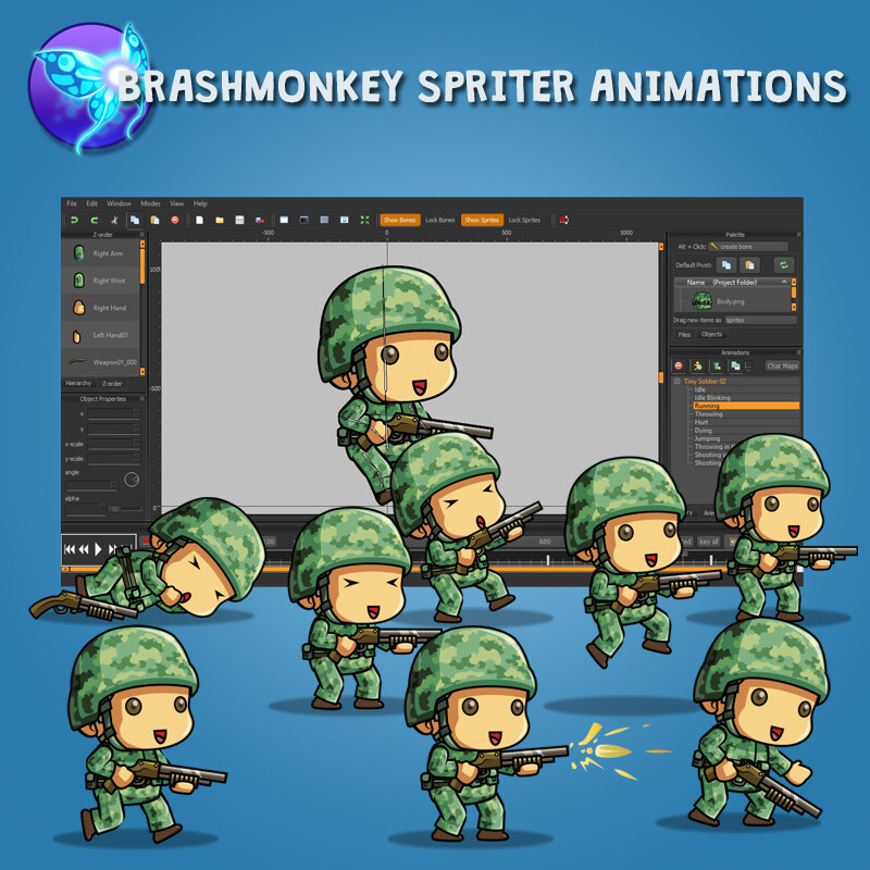 ArtStation - Tiny U.S Soldier 2D Character Sprite | Game Assets