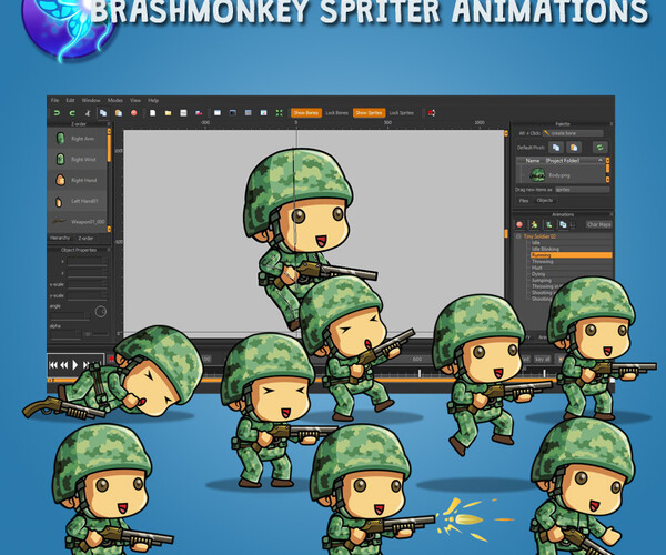 ArtStation - Tiny U.S Soldier 2D Character Sprite | Game Assets