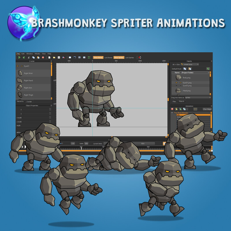 ArtStation - Tiny Rock Monster 2D Character Sprite | Game Assets