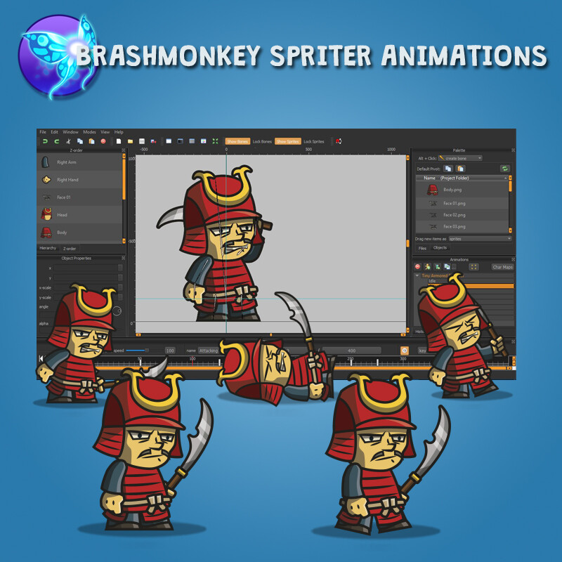 ArtStation - Tiny Armored Samurai 2D Character Sprite | Game Assets