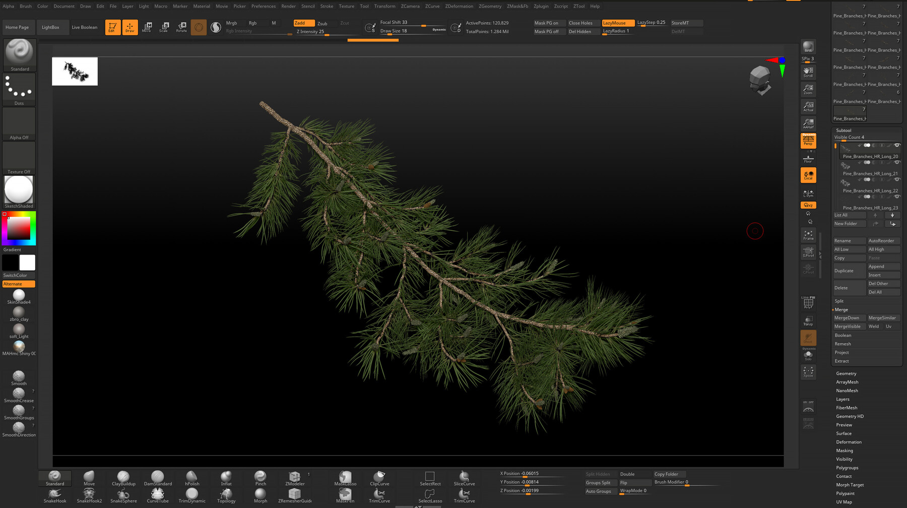 ArtStation - Pine Branches Hi-res 3D models | Resources