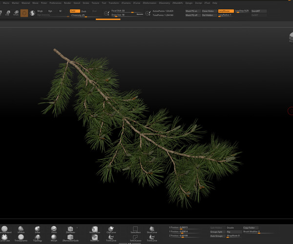 ArtStation - Pine Branches Hi-res 3D models | Resources
