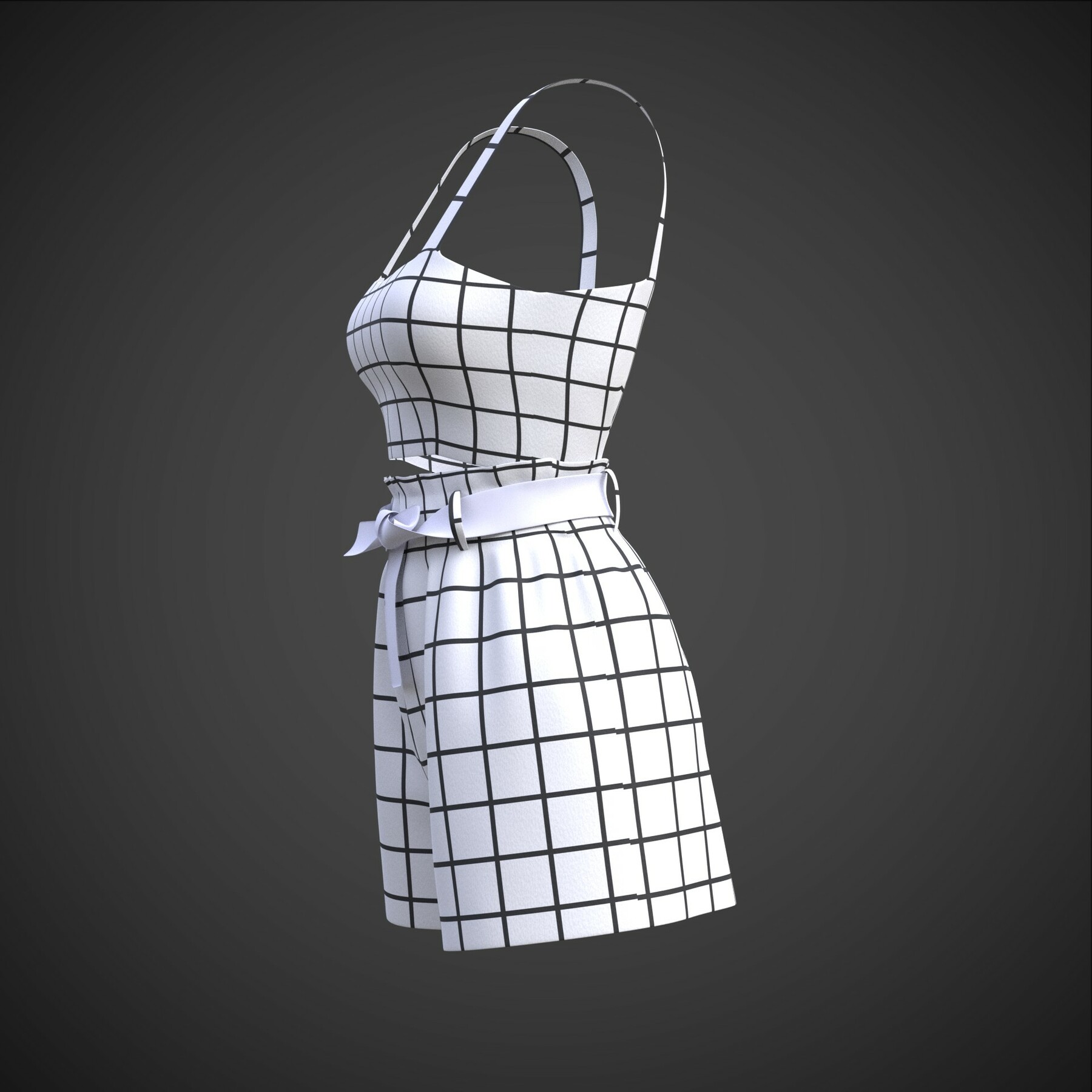 ArtStation - checkered two piece outfit- Plaid Cami Top And Belted ...