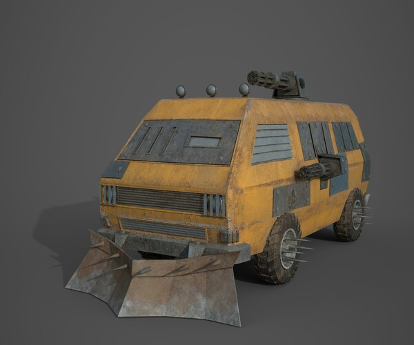 ArtStation - Post Apocalyptic Monster VW Bus Low-poly 3D model | Game ...