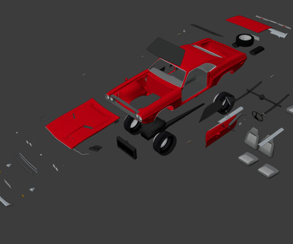 ArtStation - Modular Muscle Car (OBJ / Blend) | Game Assets