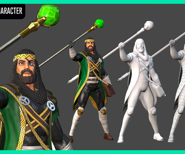 ArtStation - Stylized Male Character - Game-ready Model - Wizard | Game ...