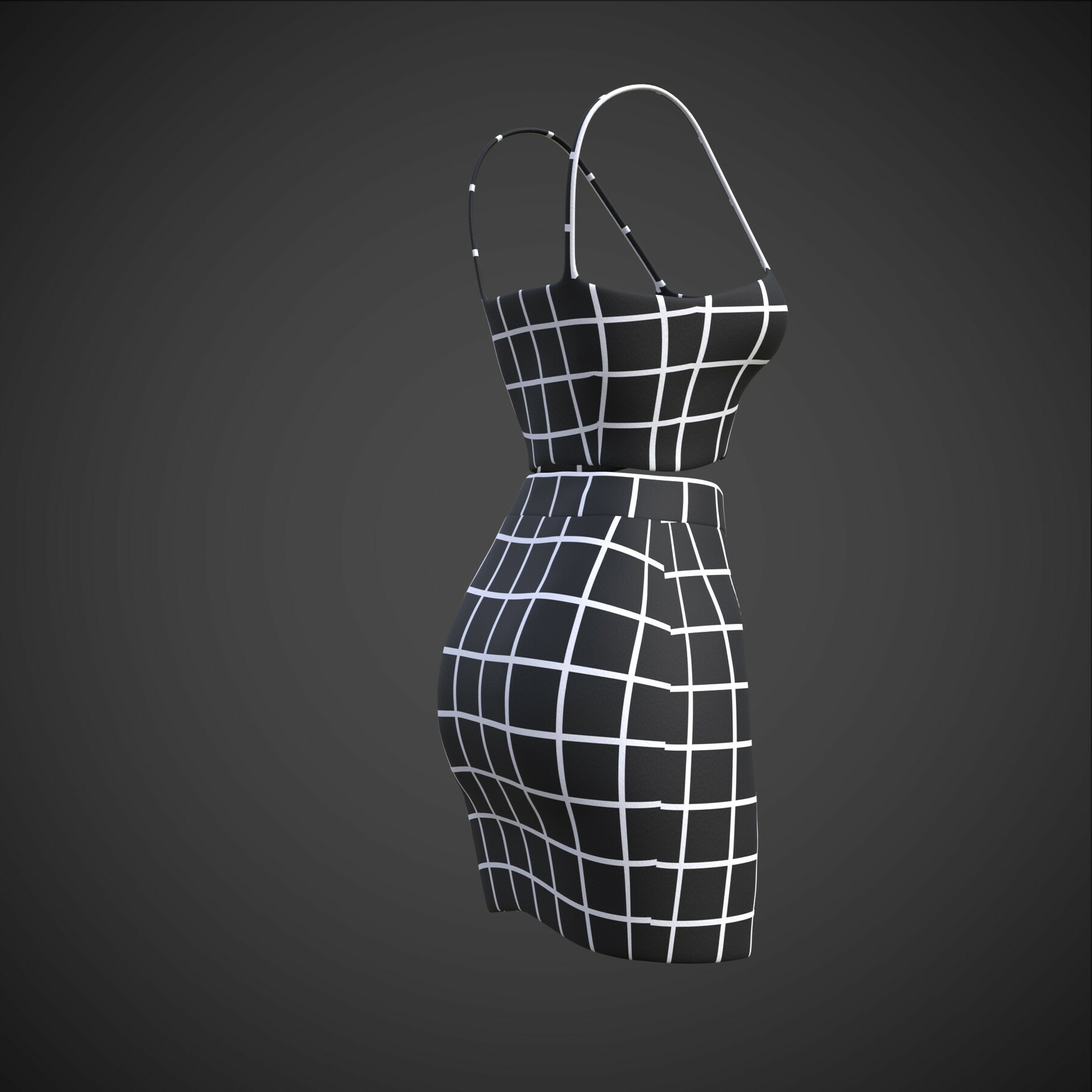 ArtStation - checkered two piece outfit- Plaid Cami Top And Mini Skirt ...