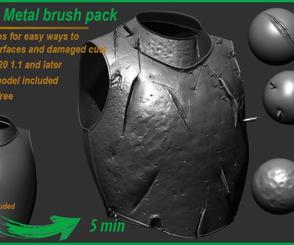 ArtStation - Quick Metal Surface and Cuts Brush | Brushes