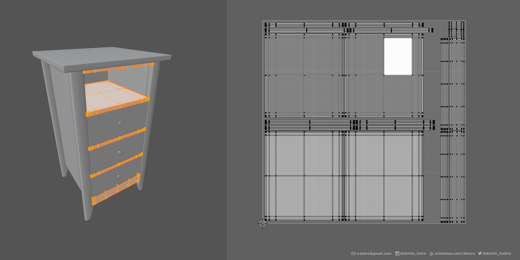 ArtStation - Bedside Table with 3 Drawers | 3D model | 2k Textures ...