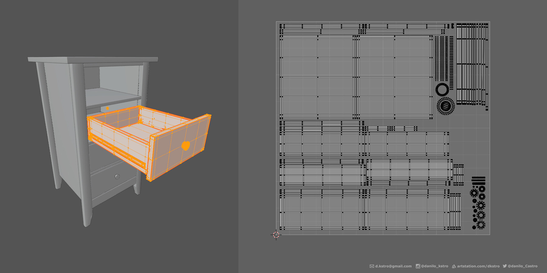 ArtStation - Bedside Table with 3 Drawers | 3D model | 2k Textures ...