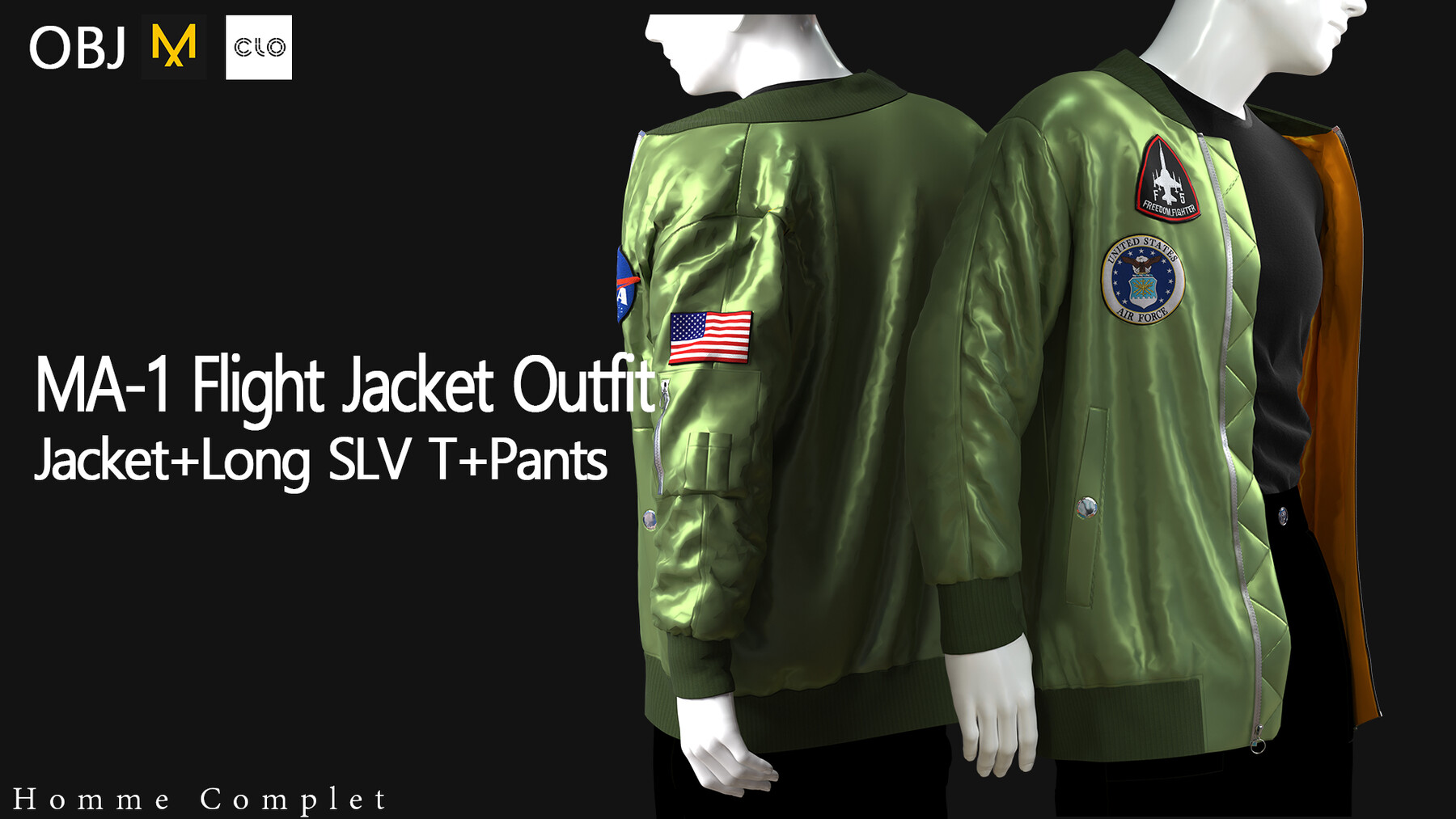 ArtStation - Men's MA-1 Flight Jacket Outfit | Game Assets