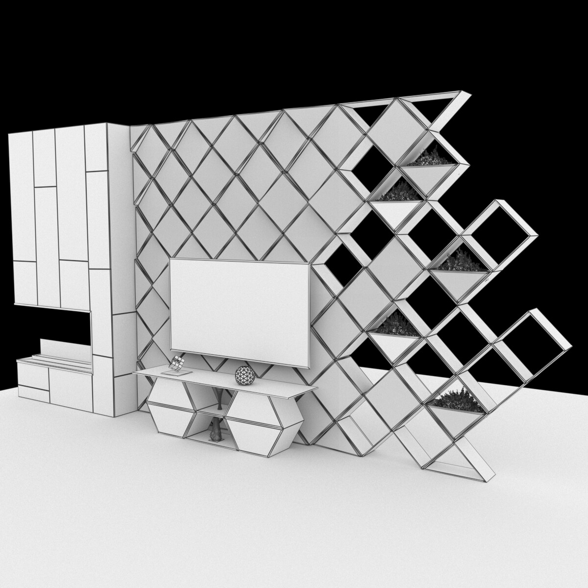 ArtStation - White Golden Cube TV Set | Resources