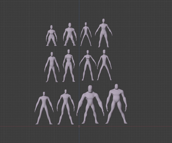 ArtStation - Alien Fantasy Humanoid Character Base Meshes Low-Medium ...