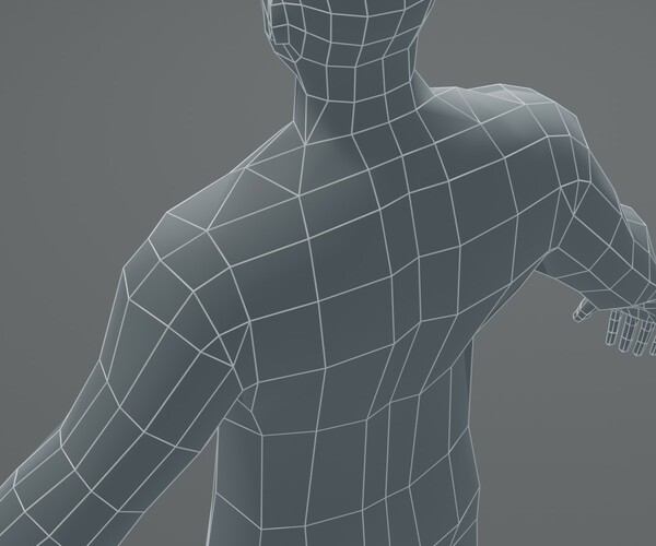 ArtStation - Male Body Base Mesh 3D Model 1000 Polygons | Game Assets