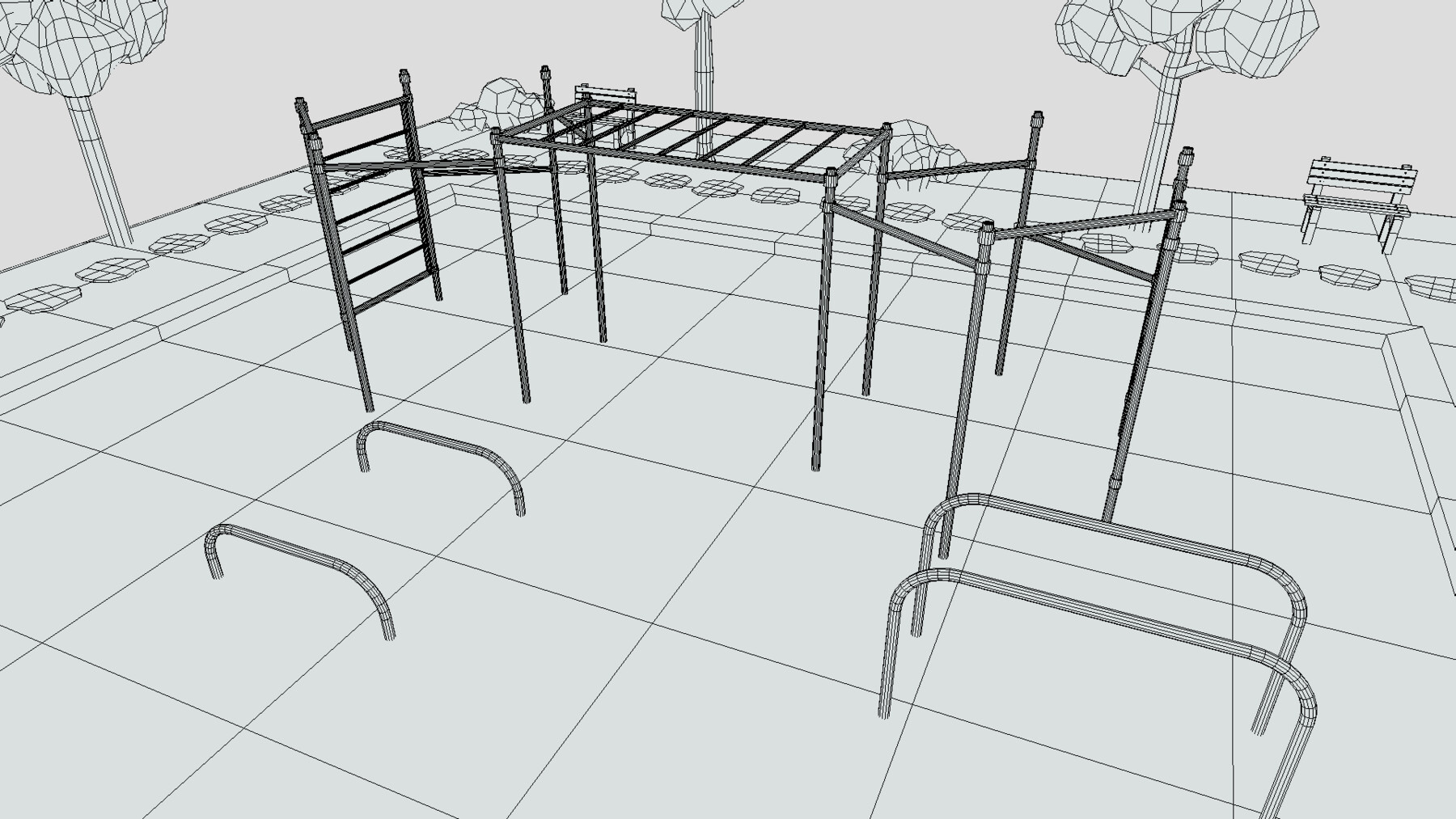 ArtStation - Low Poly Cartoon Calisthenics Park Scene | Game Assets