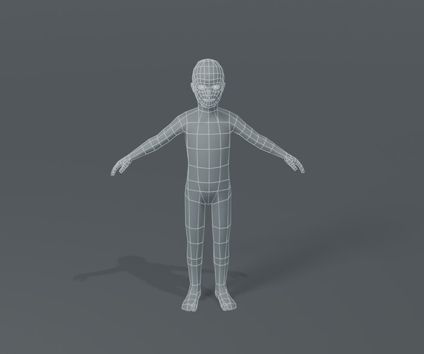 ArtStation - Boy Kid Body Base Mesh 3D Model 1000 Polygons | Game Assets