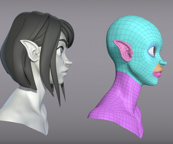 ArtStation - Cartoon female character Elf base mesh | Resources