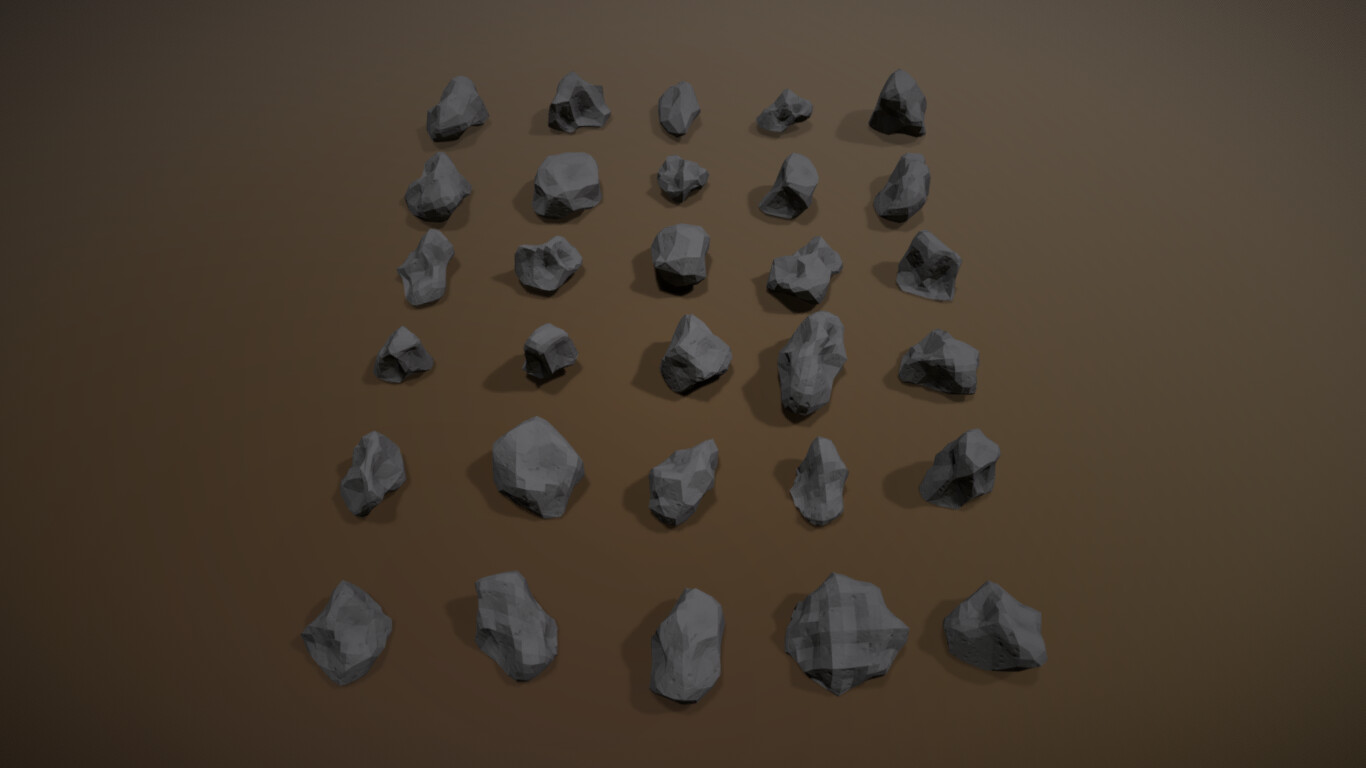 ArtStation - 30 Low-Poly Rocks Package | Game Assets