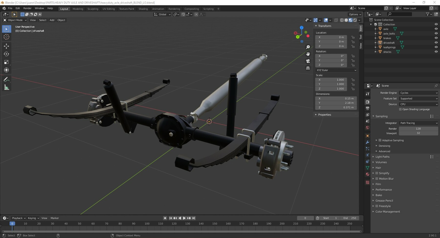 ArtStation - HEAVY DUTY AXLE AND DRIVESHAFT | Game Assets