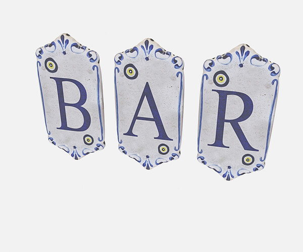ArtStation - old stone bar sign 3D model | Game Assets